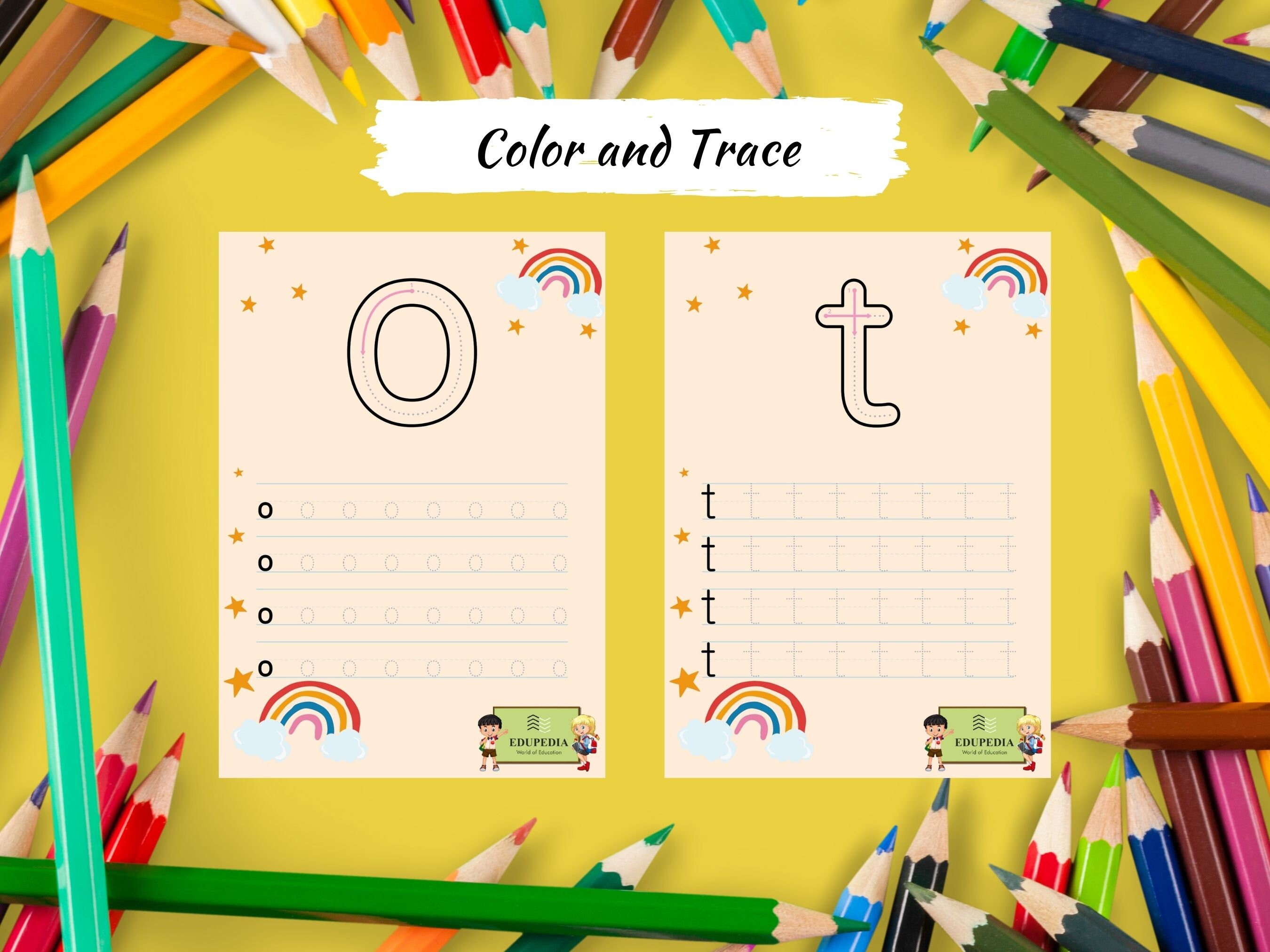 Color & Tracing Alphabets abcd 26 Worksheets - Etsy
