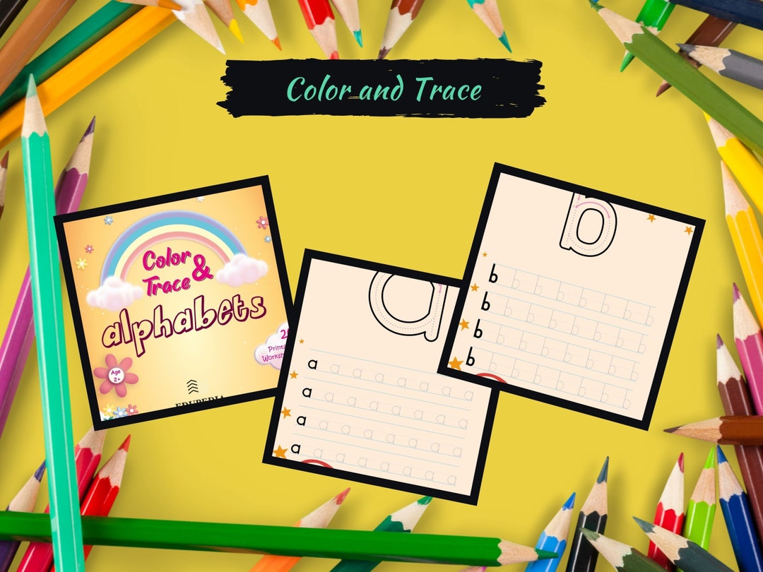 Color & Tracing Alphabets abcd 26 Worksheets - Etsy