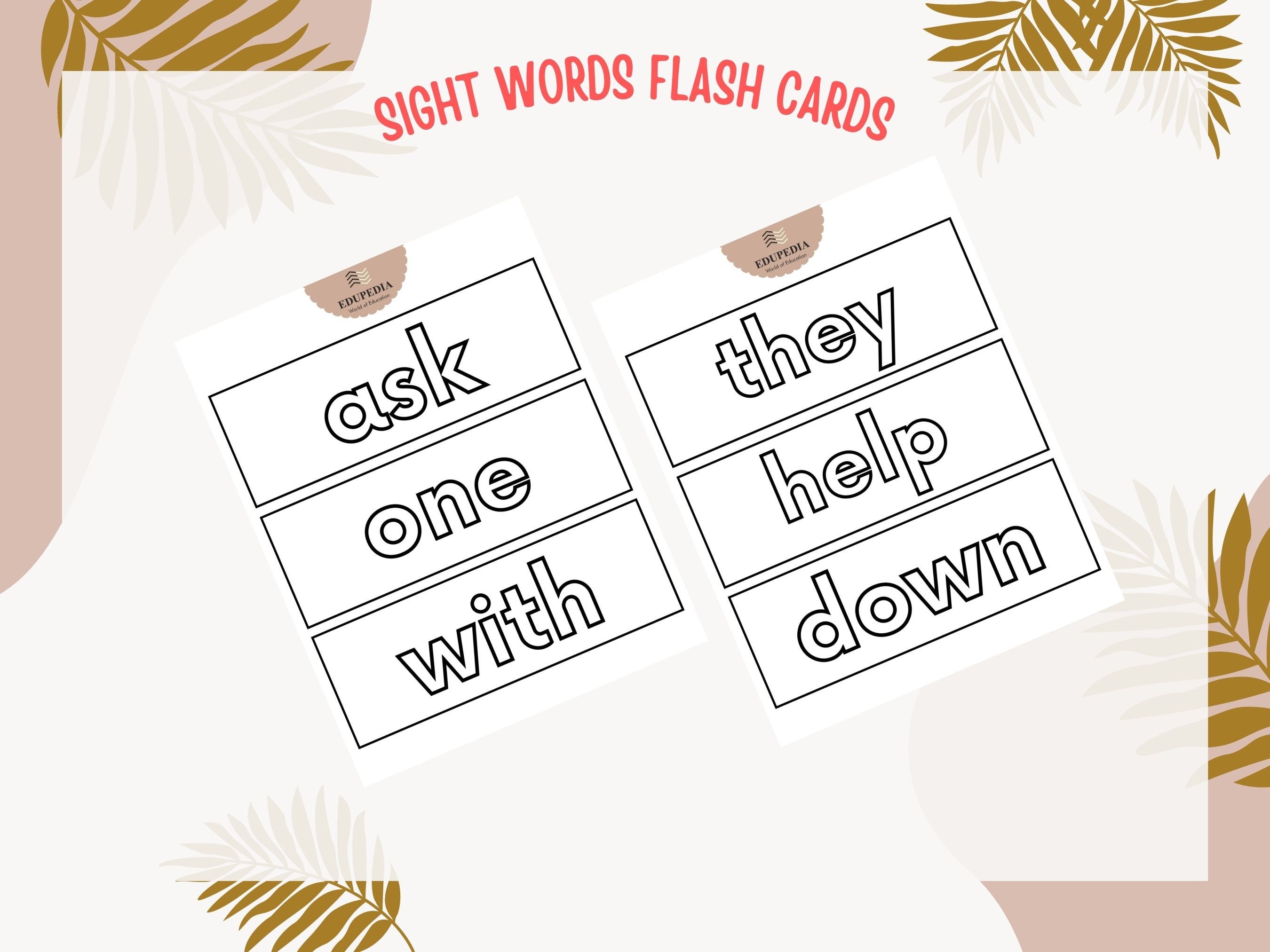 Sight Word Flash Cards Coloring 100 - Etsy
