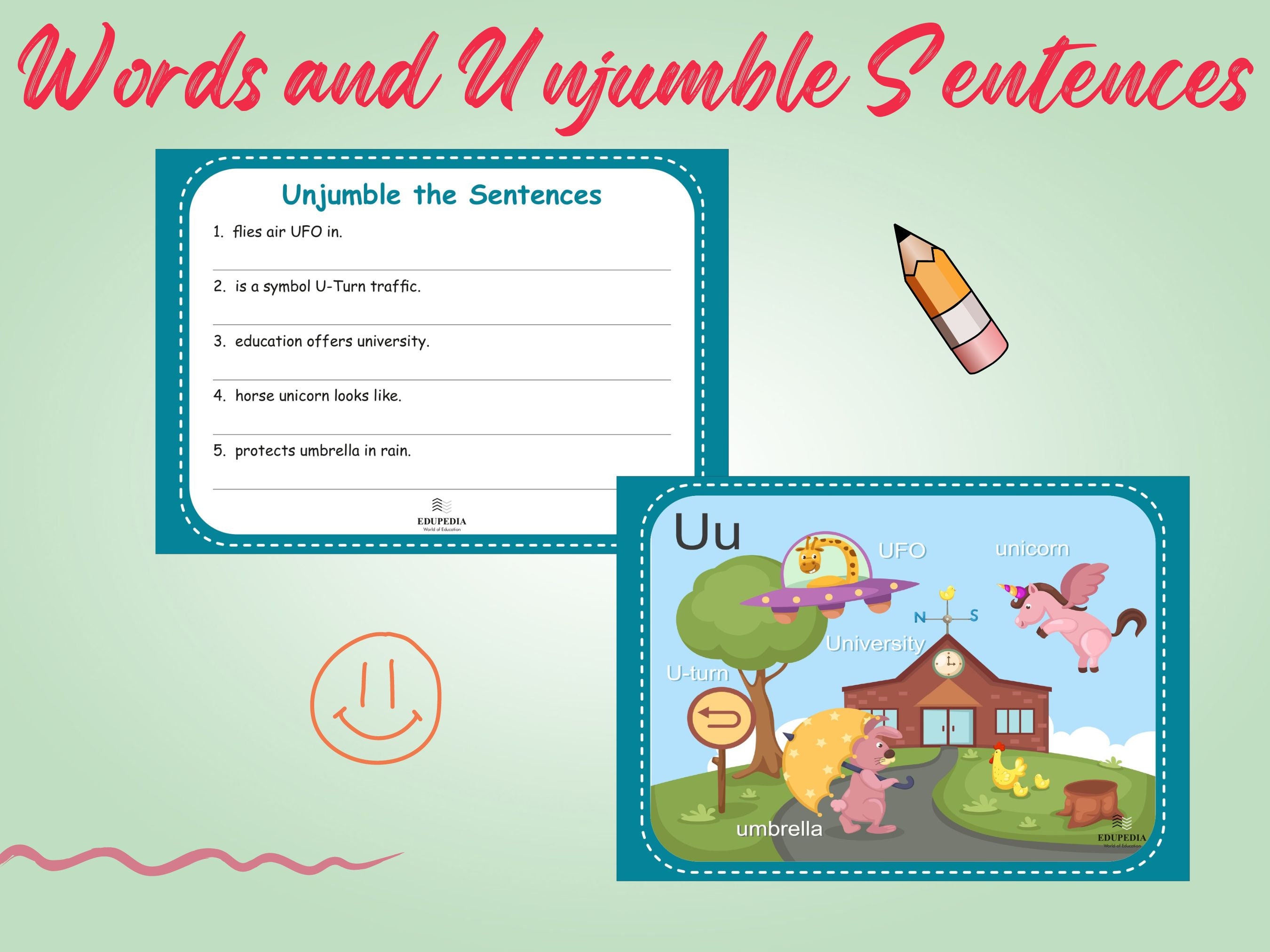 Words & Unjumble Sentences 52 Worksheets - Etsy