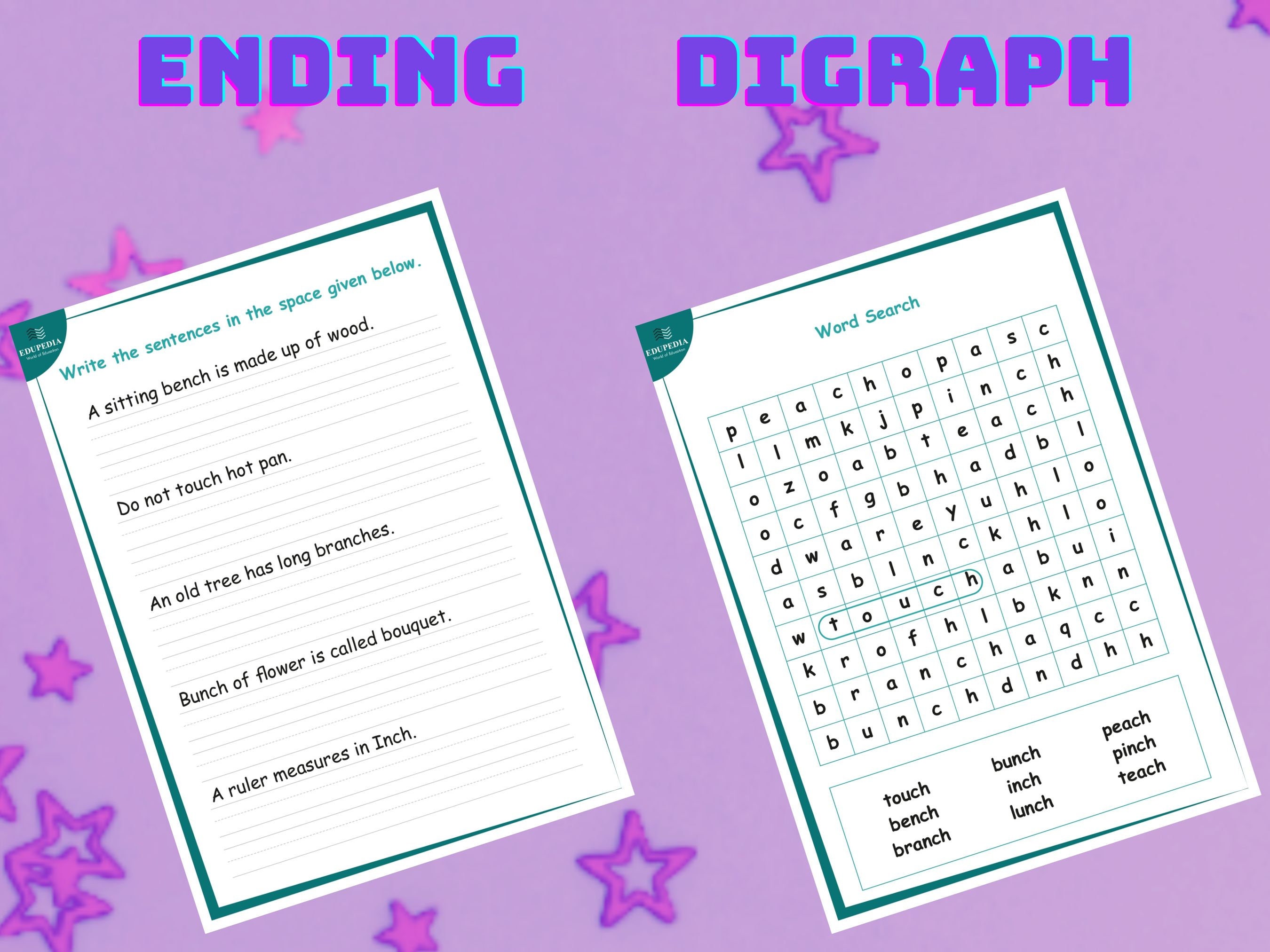 Phonics Digraph ending Family ch, Sh, & Th 54 Worksheets - Etsy