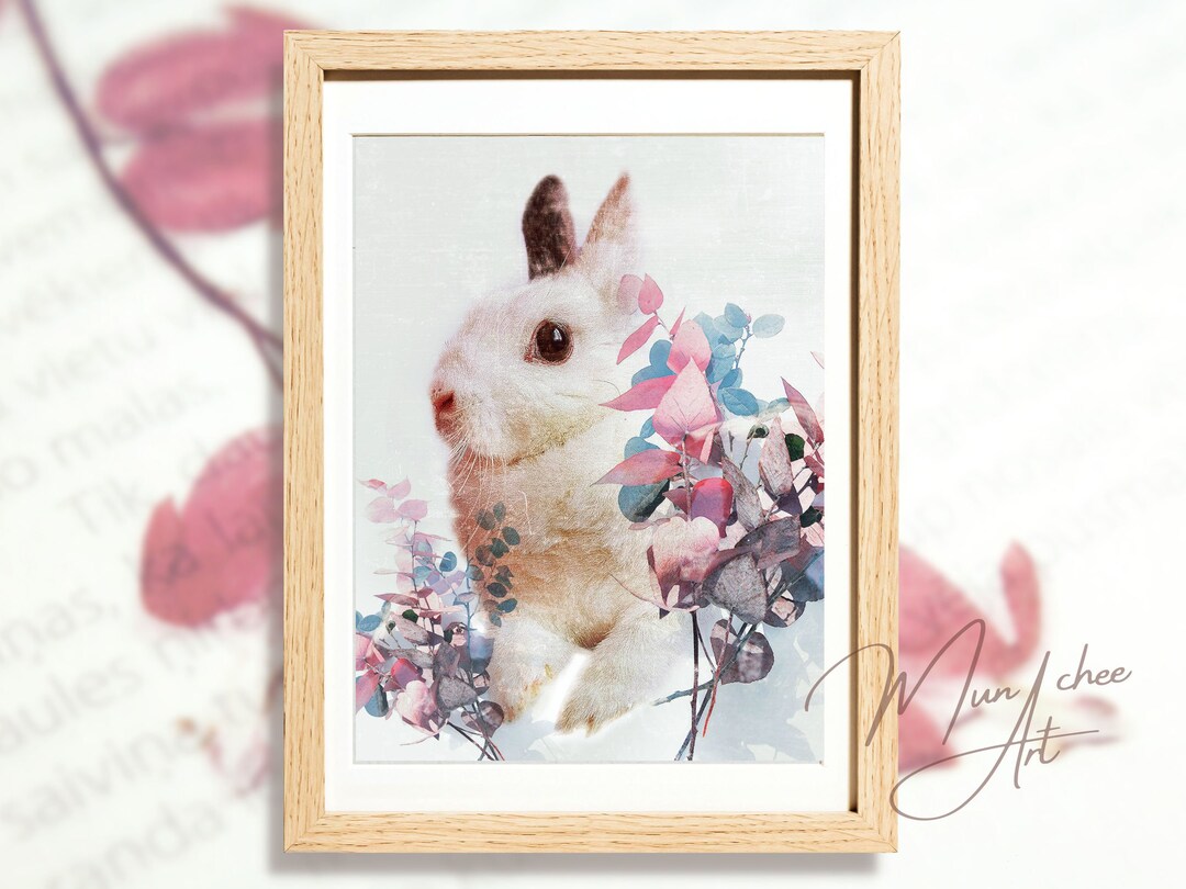 Rabbit Digital Wall Art Imprimible, Bunny Illustration Art Instant ...