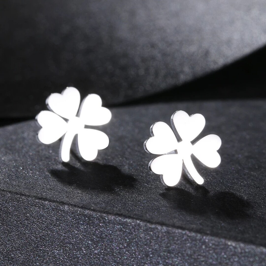 Four Leaf Clover Stud Earrings, Shamrock Stud Earrings, Cloverleaf Jewelry, Lucky Stud Earrings ...