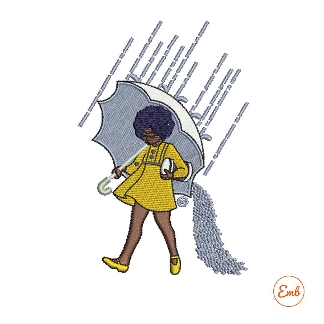 Salty Girl Embroidery Design: Girl With Umbrella (PES DST) - Etsy