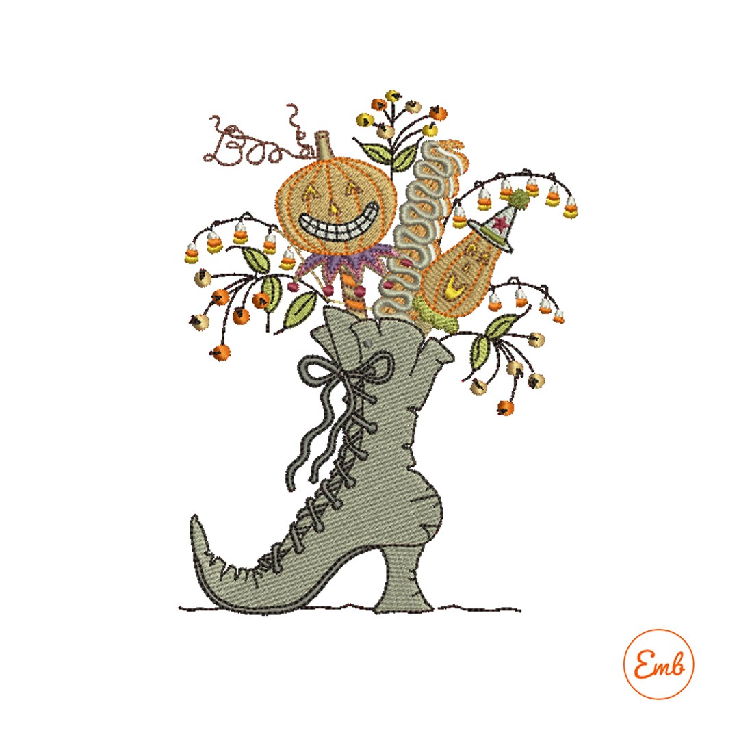 Halloween Boot Embroidery Design File - Etsy