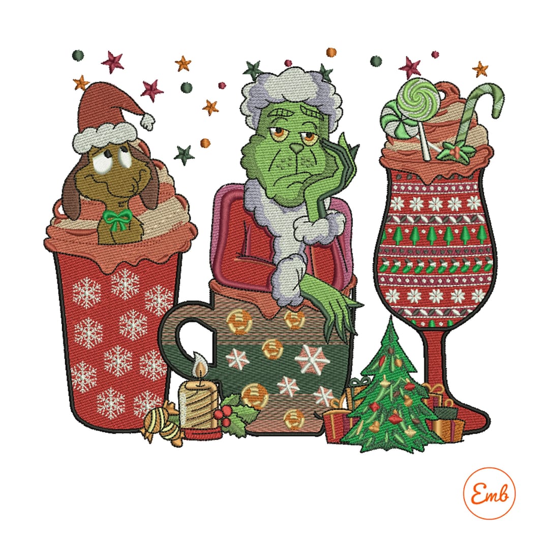 Grinch Holiday Machine Embroidery Design - Etsy