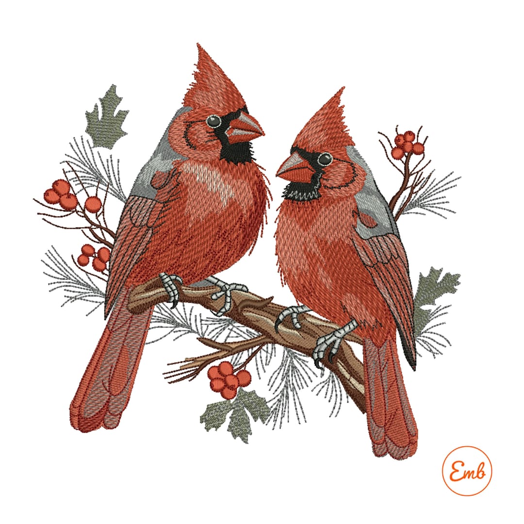 Cardinals Embroidery Design - Etsy