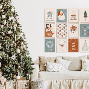 Boho Christmas Set of 12 Prints, Christmas Posters, Christmas Gallery ...