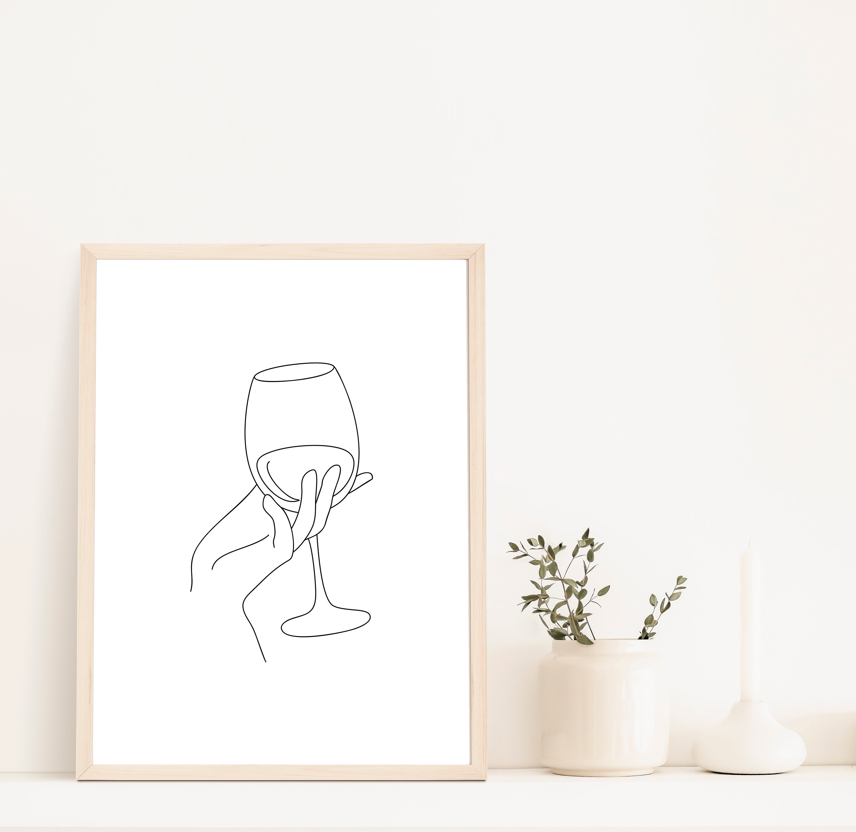 Wine Print Fine Line, Wine Woman Line Art, Minimalist Wine Lover Art ...