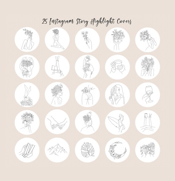 25 Instagram Highlights Line Drawing IG Highlight Cover | Etsy