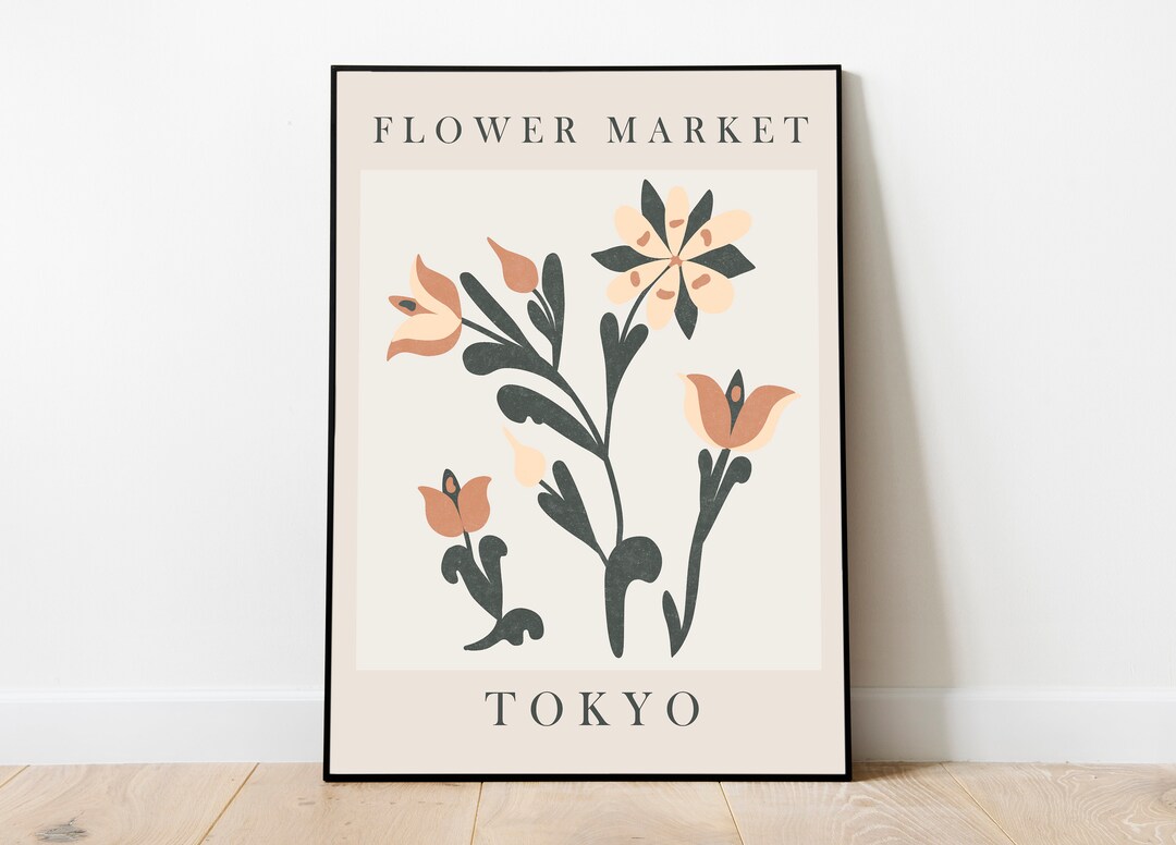 Tokyo Flower Market, Boho Flower Art, Floral Wall Art, Tokyo Flowers ...