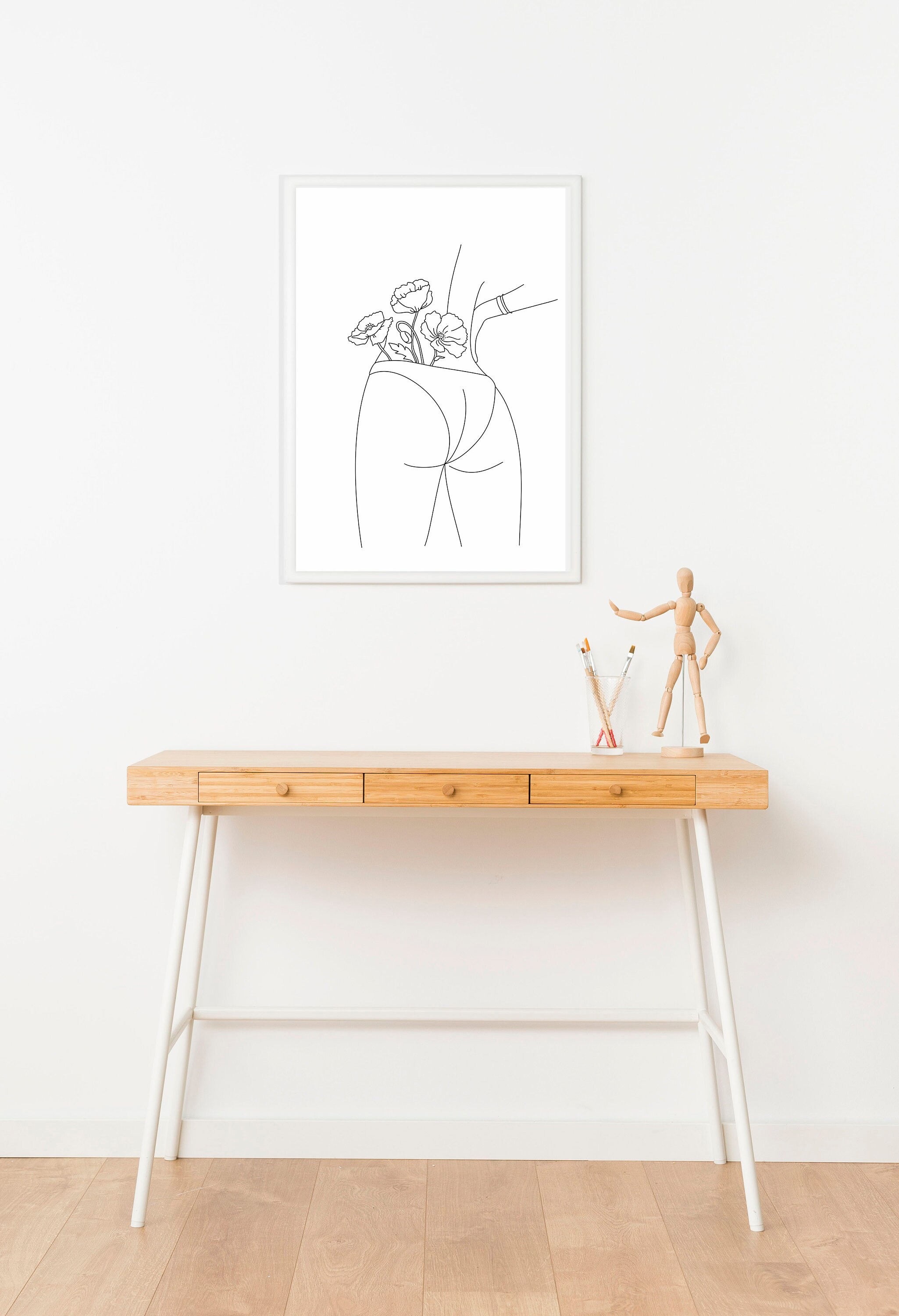Female Butt Line Art Woman in Underwear Wall Print Female - Etsy Finland