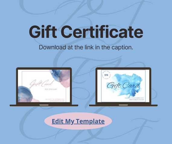 Printable Editable Gift Certificate Template Digital Product - Etsy