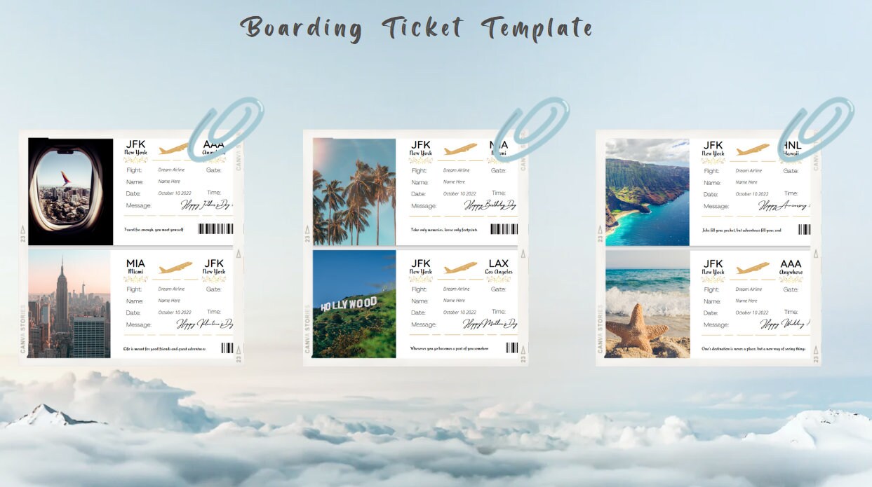 Printable Editable Boarding Ticket Template (6 Versions) | Surprise ...