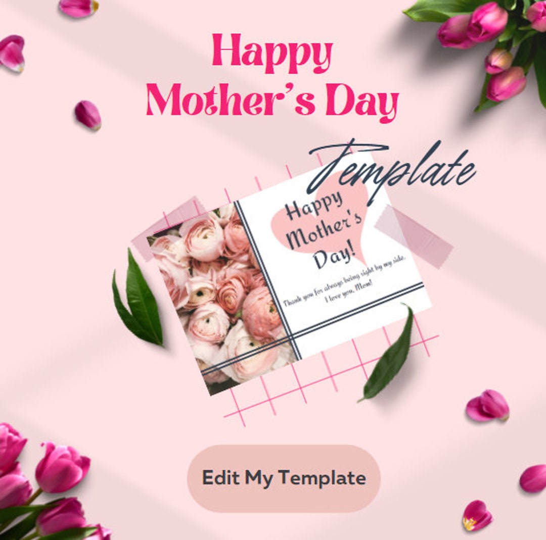 Printable Editable Mother's Day Card With Rose - Etsy