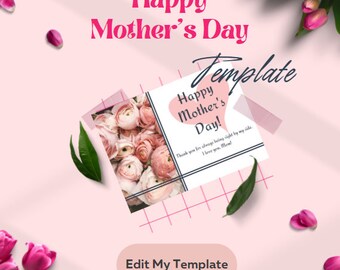 Editable Mother's Day Card Template. Canva Template. Love Card Template ...