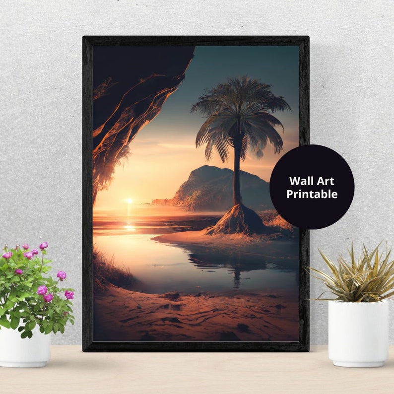 Printable Digital Product | Instant Download | Palm Tree Sunrise - Etsy