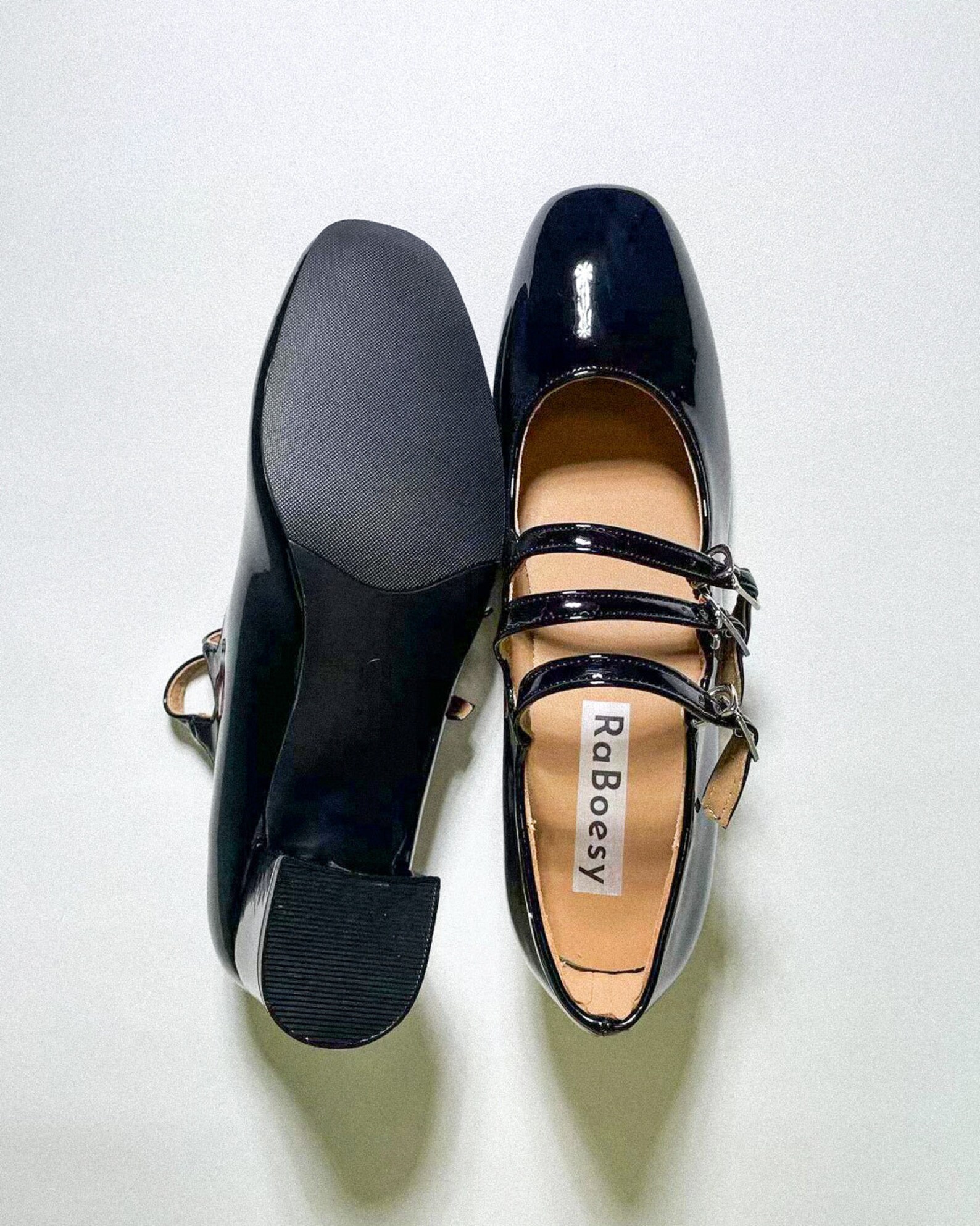 Women Retro Style Round Toe Three Straps Mary Jane Heels Classic Red ...