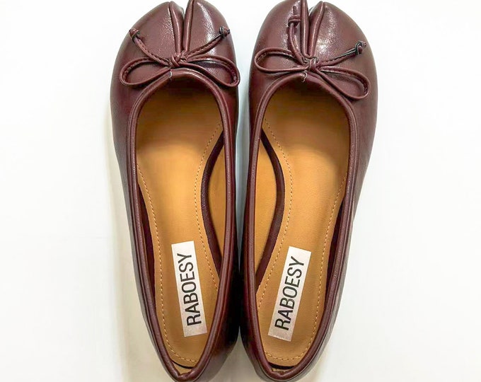 Women Retro Tabi Ballet Flats | Bow Tie Split Toe Shoes | Vintage Split Toe Tabis Shoes | Sliver ...