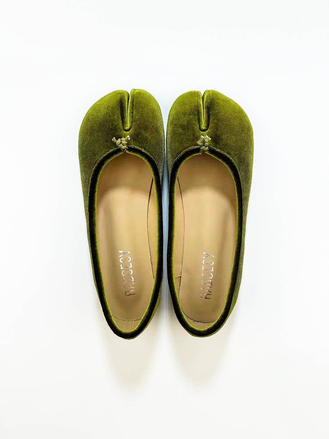 Women Velvet Split Toe Tabi Ballet Flats | Vintage Green Brown Tabis ...