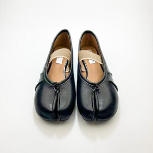 Eco Leather Retro Single Band Tabi Ballet Flats | Split Toe Adjustable ...
