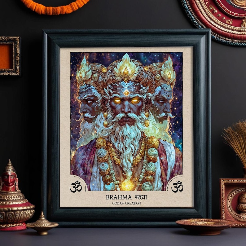 Brahma Hindu God Printable Poster Indian Mythology Wall Art ...