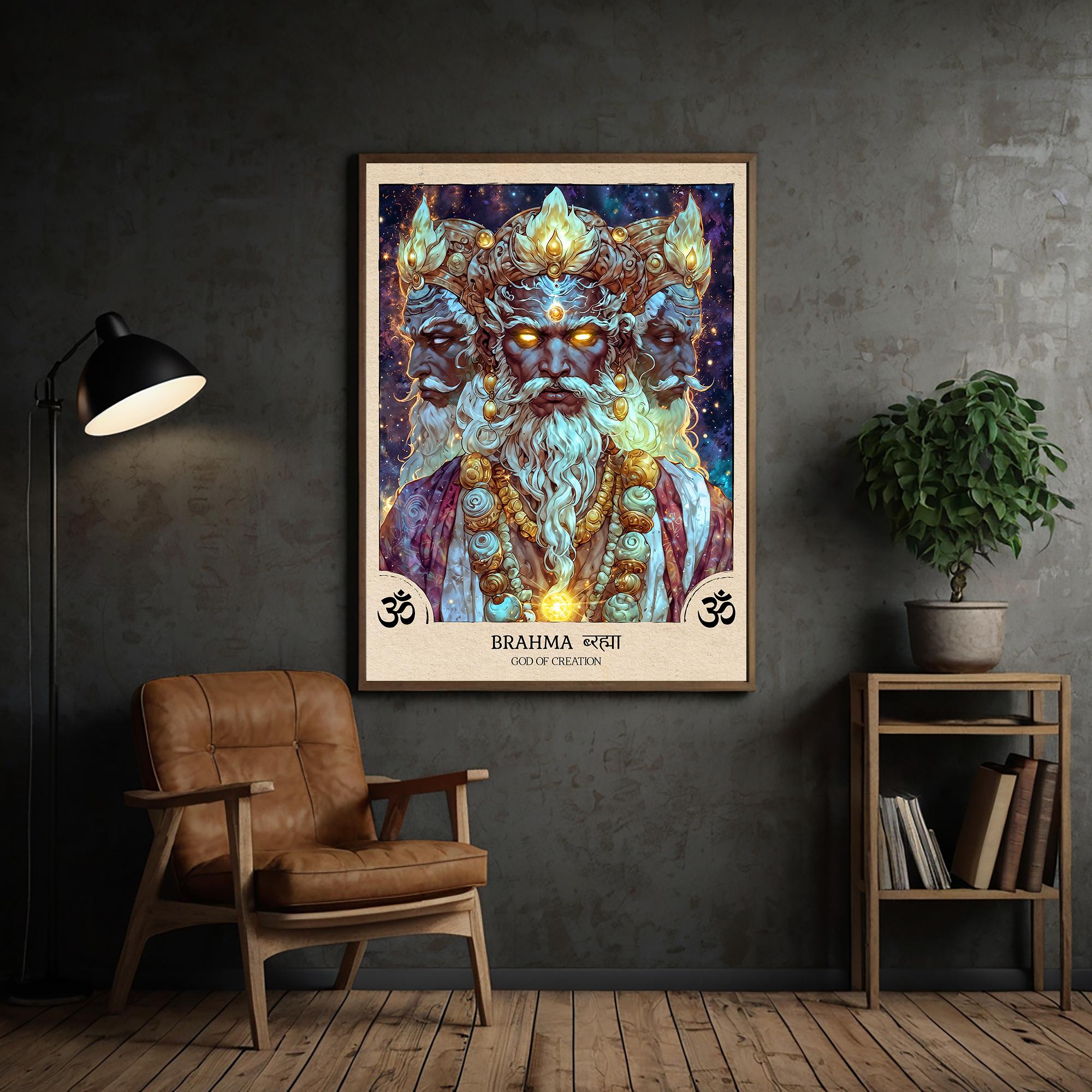 Brahma Hindu God Printable Poster | Indian Mythology Wall Art ...