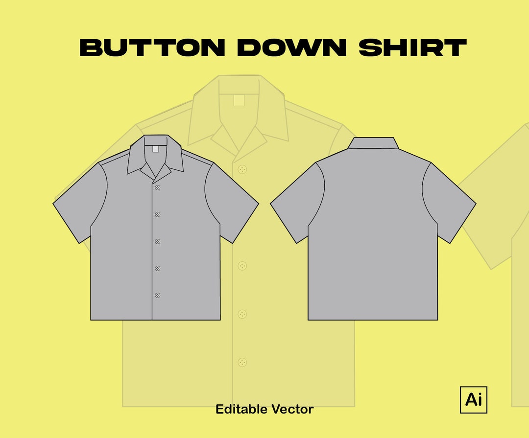 Camisa de botão Adobe Illustrator Tech Pack / desenho vetorial - Etsy ...