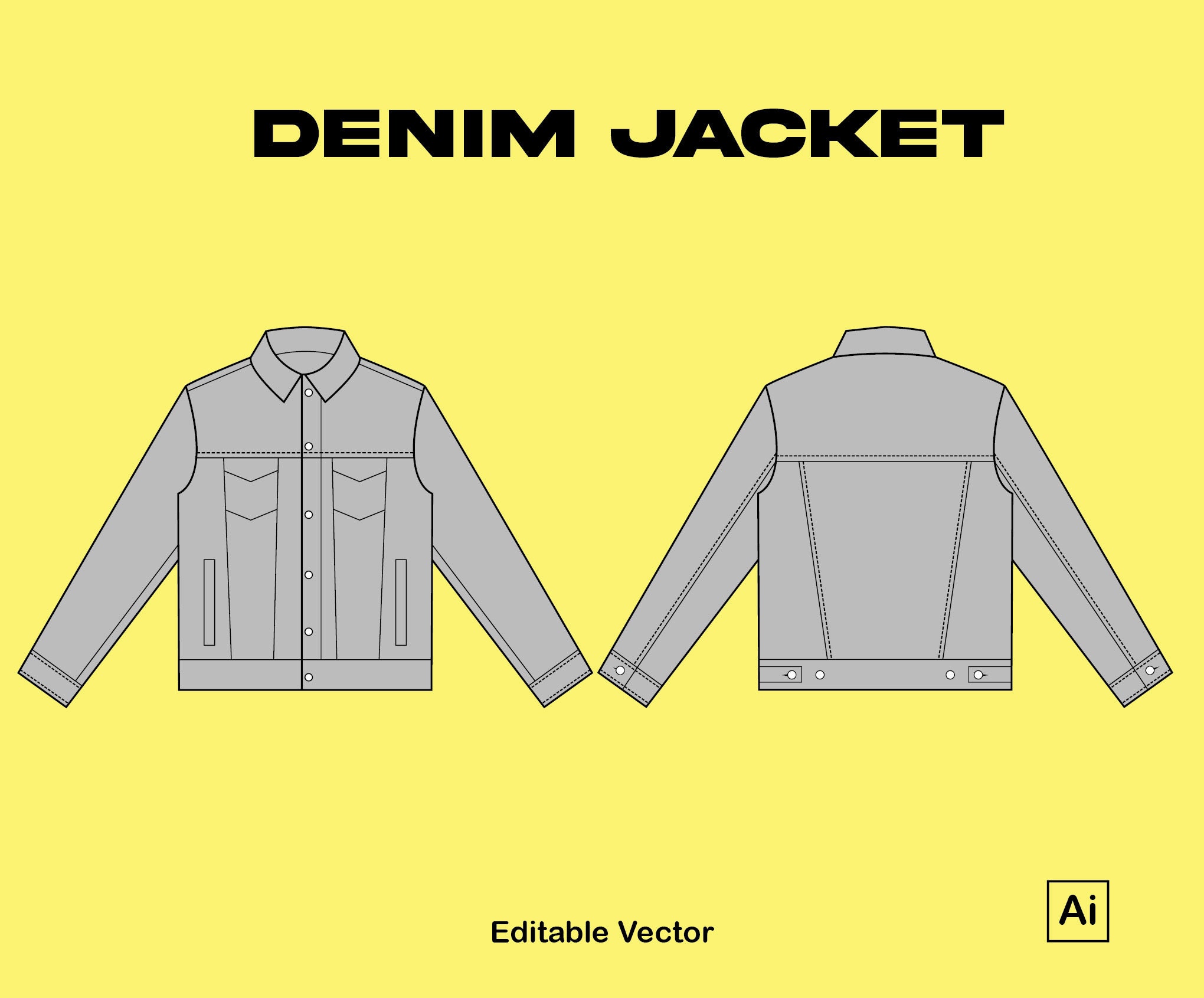 Denim Jacket Adobe Illustrator Tech Pack / Vector Drawing - Etsy