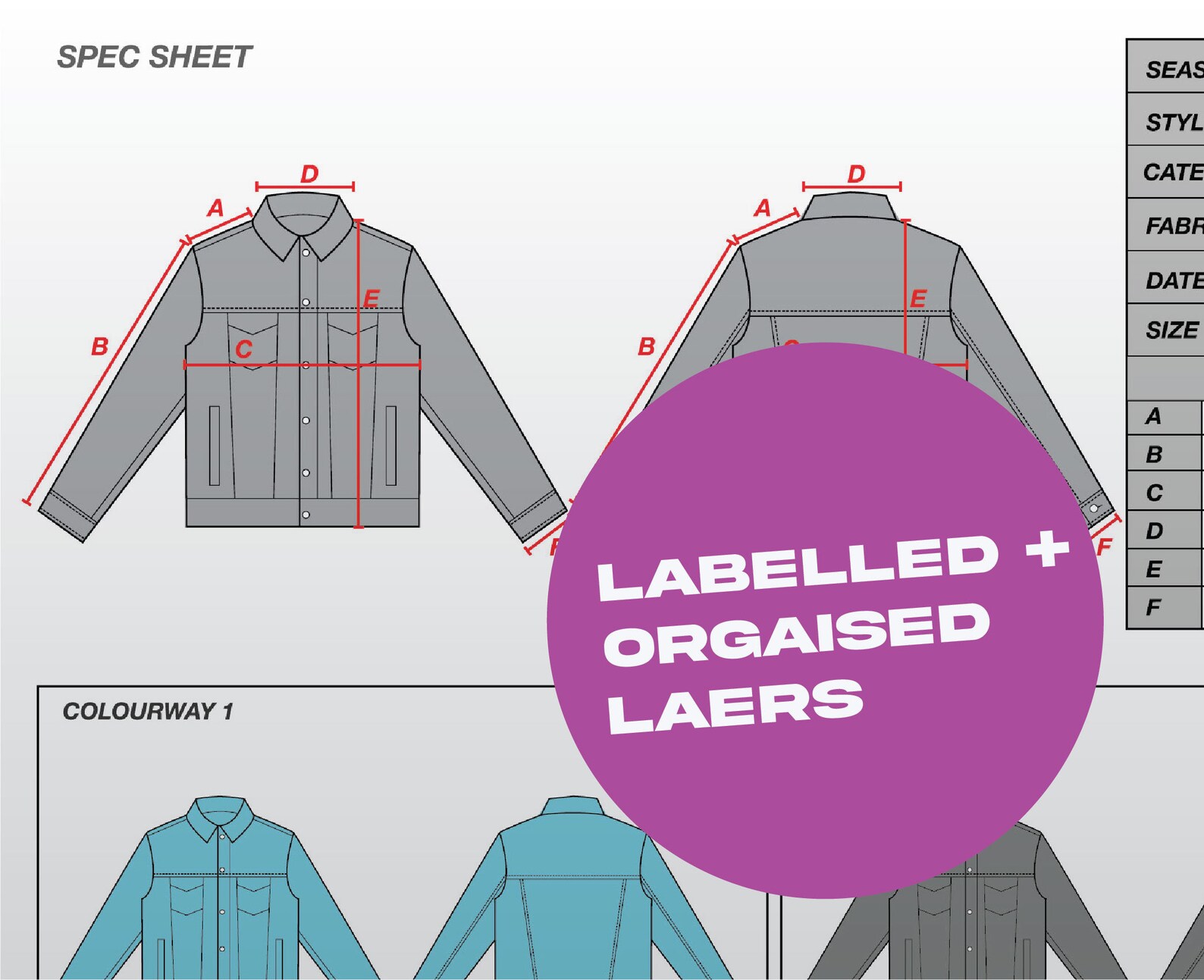 Denim Jacket Adobe Illustrator Tech Pack / Vector Drawing - Etsy