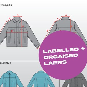 Denim Jacket Adobe Illustrator Tech Pack / Vector Drawing - Etsy