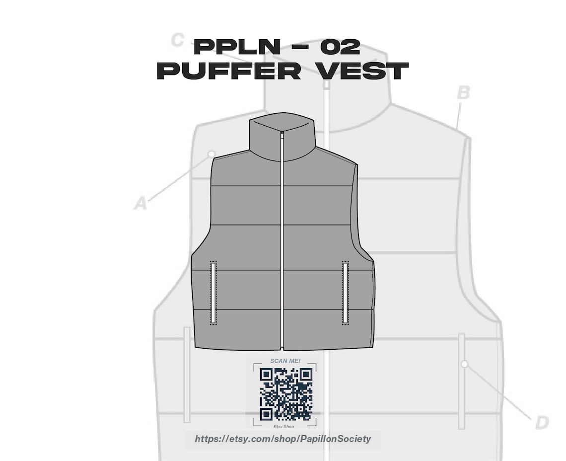 PPLN-02 Puffer Vest Printable PDF Pattern - Etsy