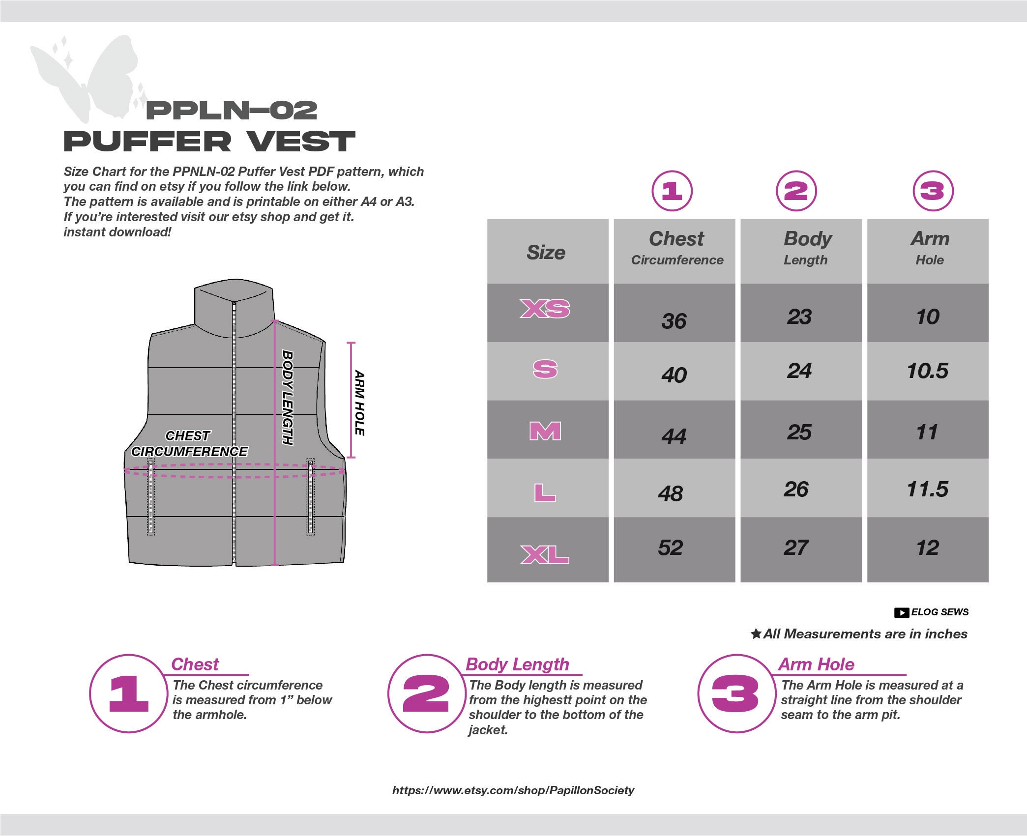PPLN-011 Puffer Jacket and Vest PDF Pattern - Etsy
