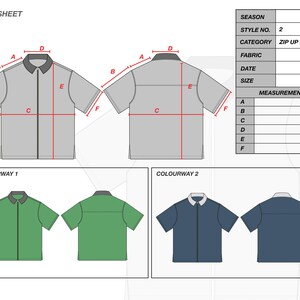 Zip up Shirt Adobe Illustrator Tech Pack / Vector Drawing - Etsy