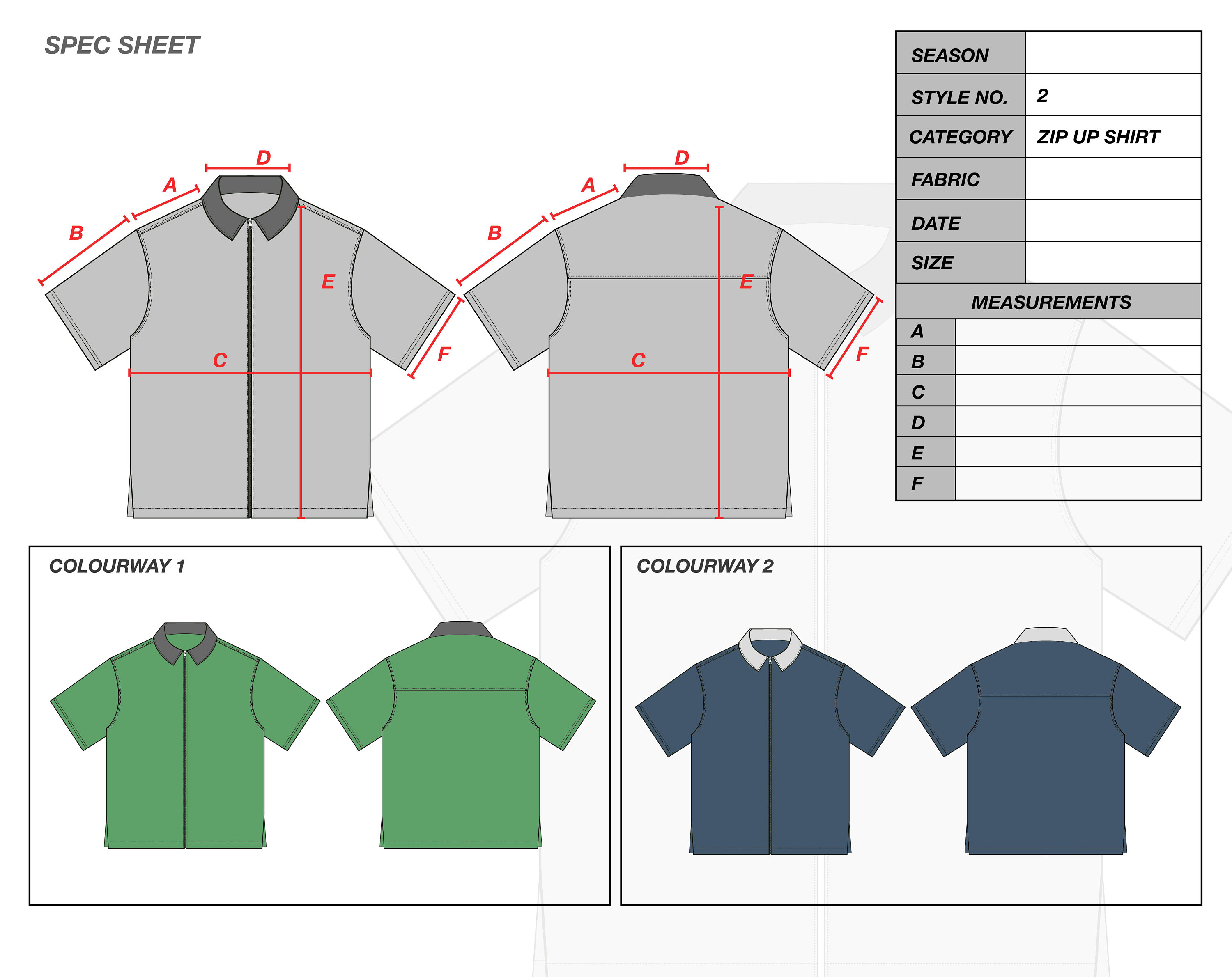 Zip up Shirt Adobe Illustrator Tech Pack / Vector Drawing - Etsy