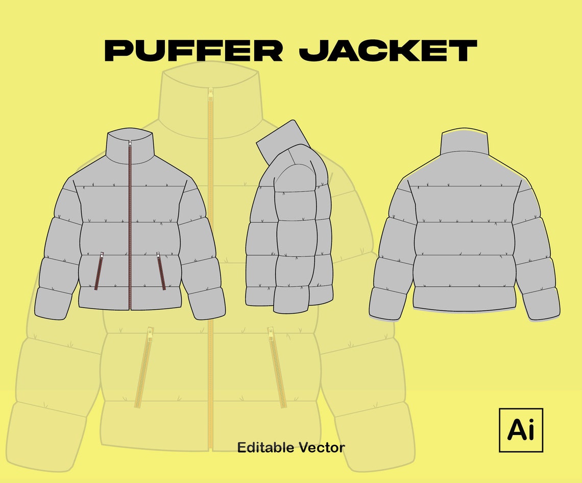 Puffer Jacket Adobe Illustrator Tech Pack / Vector Drawing - Etsy