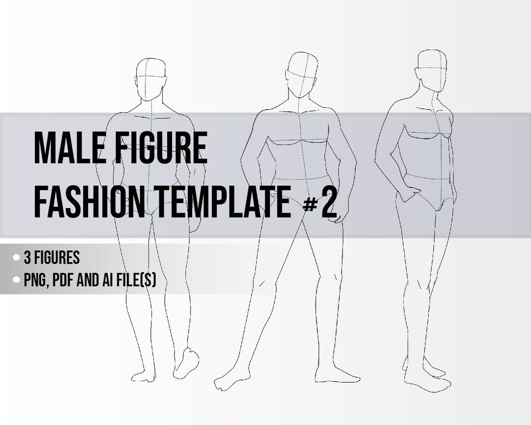 Male Fashion Figure Template 002 | Male Croquis - Etsy