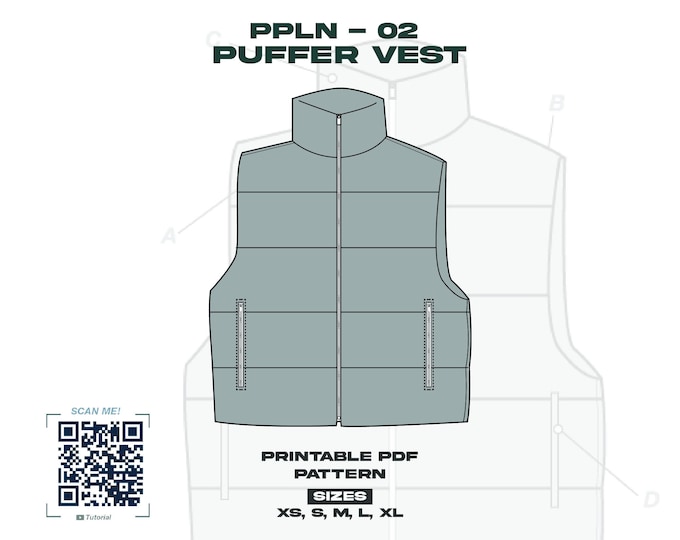 PPLN-02 Puffer Vest Printable PDF Pattern - Etsy