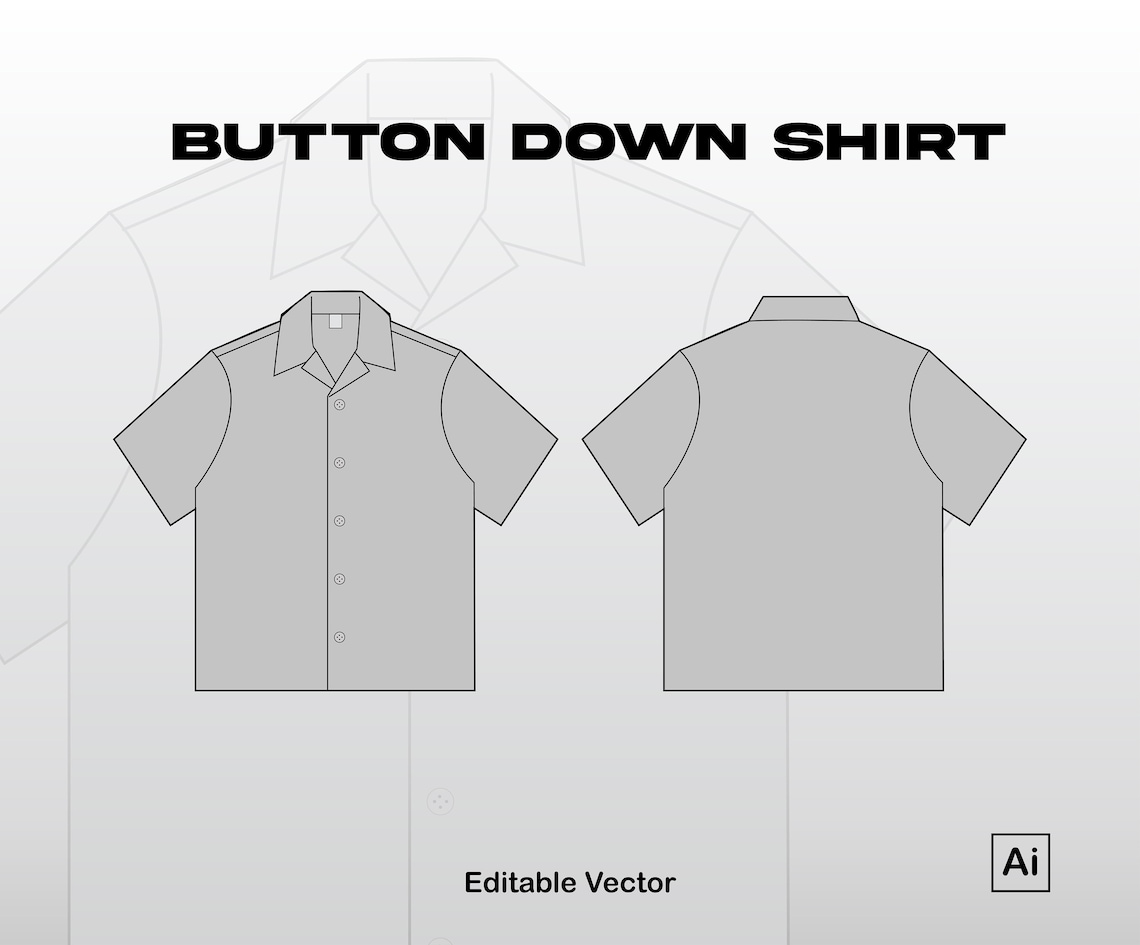 Button Down Shirt Adobe Illustrator Tech Pack / Vector Drawing - Etsy