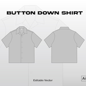 Button Down Shirt Adobe Illustrator Tech Pack / Vector Drawing - Etsy