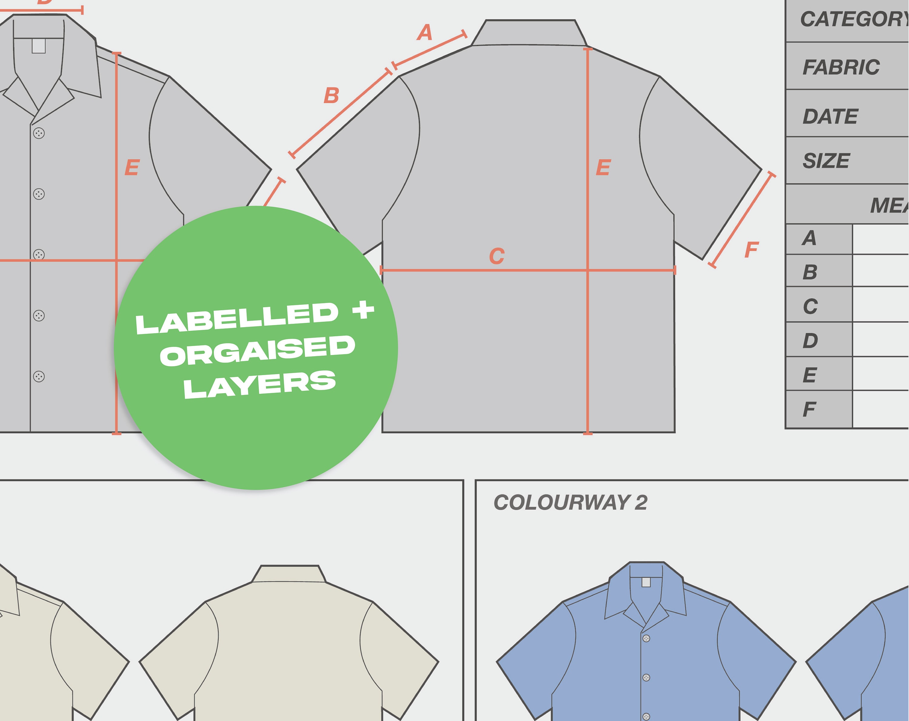 Button Down Shirt Adobe Illustrator Tech Pack / Vector Drawing - Etsy