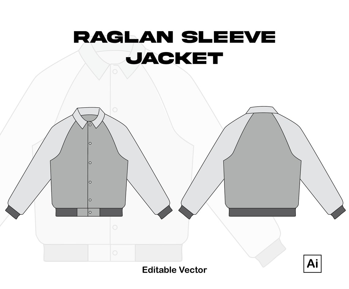Raglan Sleeve Jacket Adobe Illustrator Tech Pack / Vector Drawing - Etsy