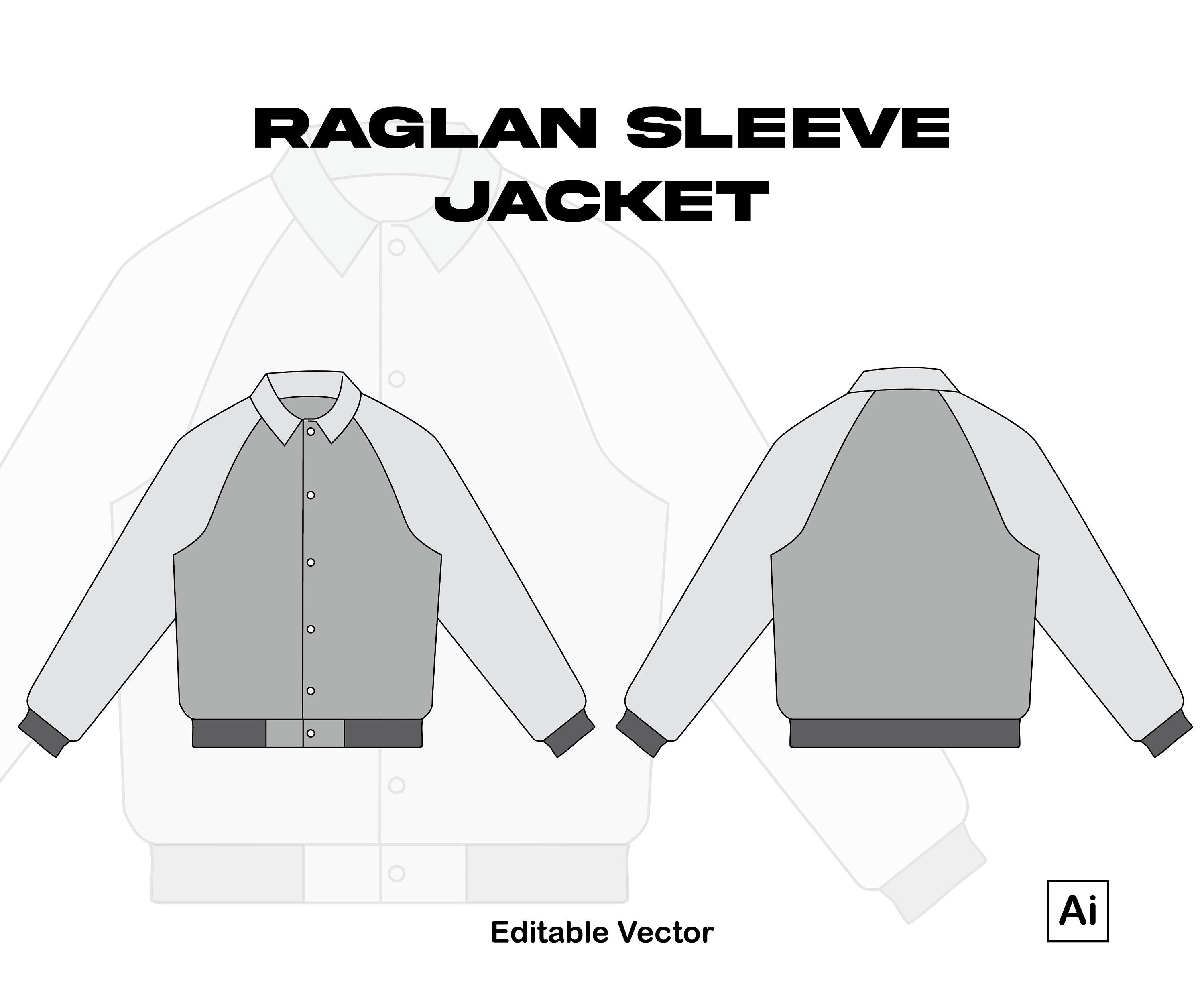 Raglan Sleeve Jacket Adobe Illustrator Tech Pack / Vector Drawing - Etsy