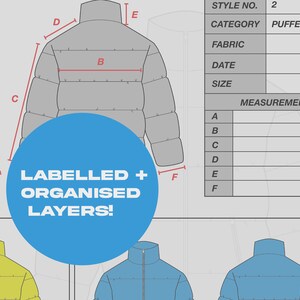 Puffer Jacket Adobe Illustrator Tech Pack / Vector Drawing - Etsy