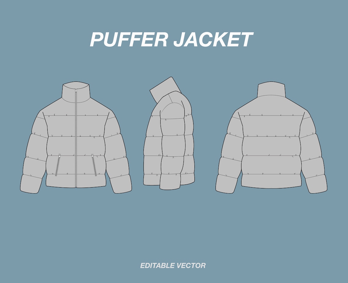 Puffer Jacket Adobe Illustrator Tech Pack / Vector Drawing - Etsy