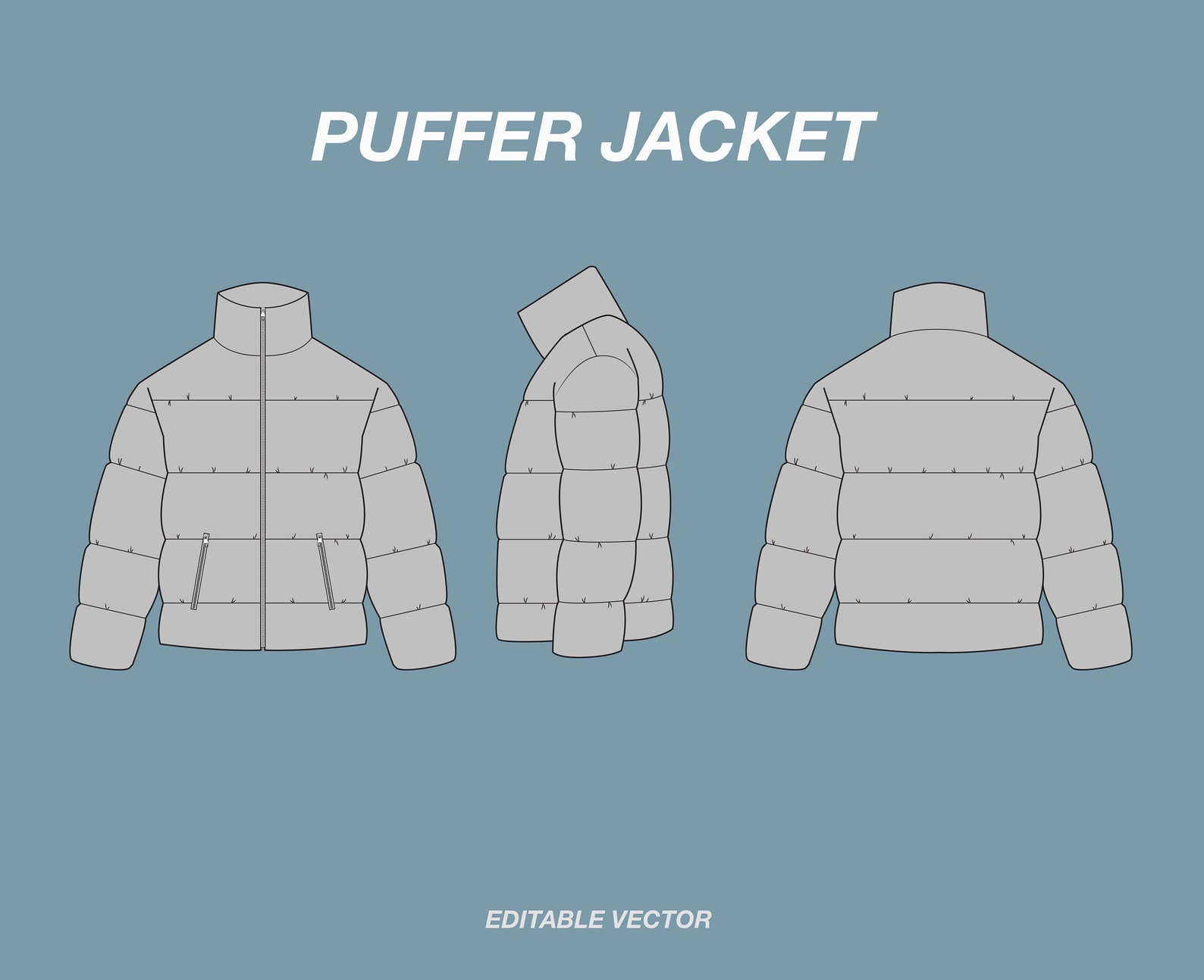Puffer Jacket Adobe Illustrator Tech Pack / Vector Drawing - Etsy