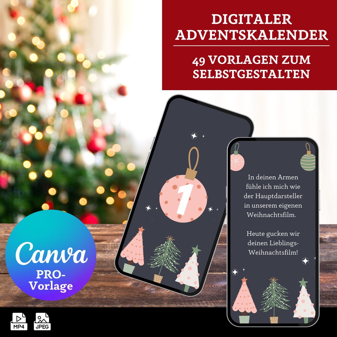 Digital Advent Calendar Canva Pro Template With Content 24 Doors as a ...