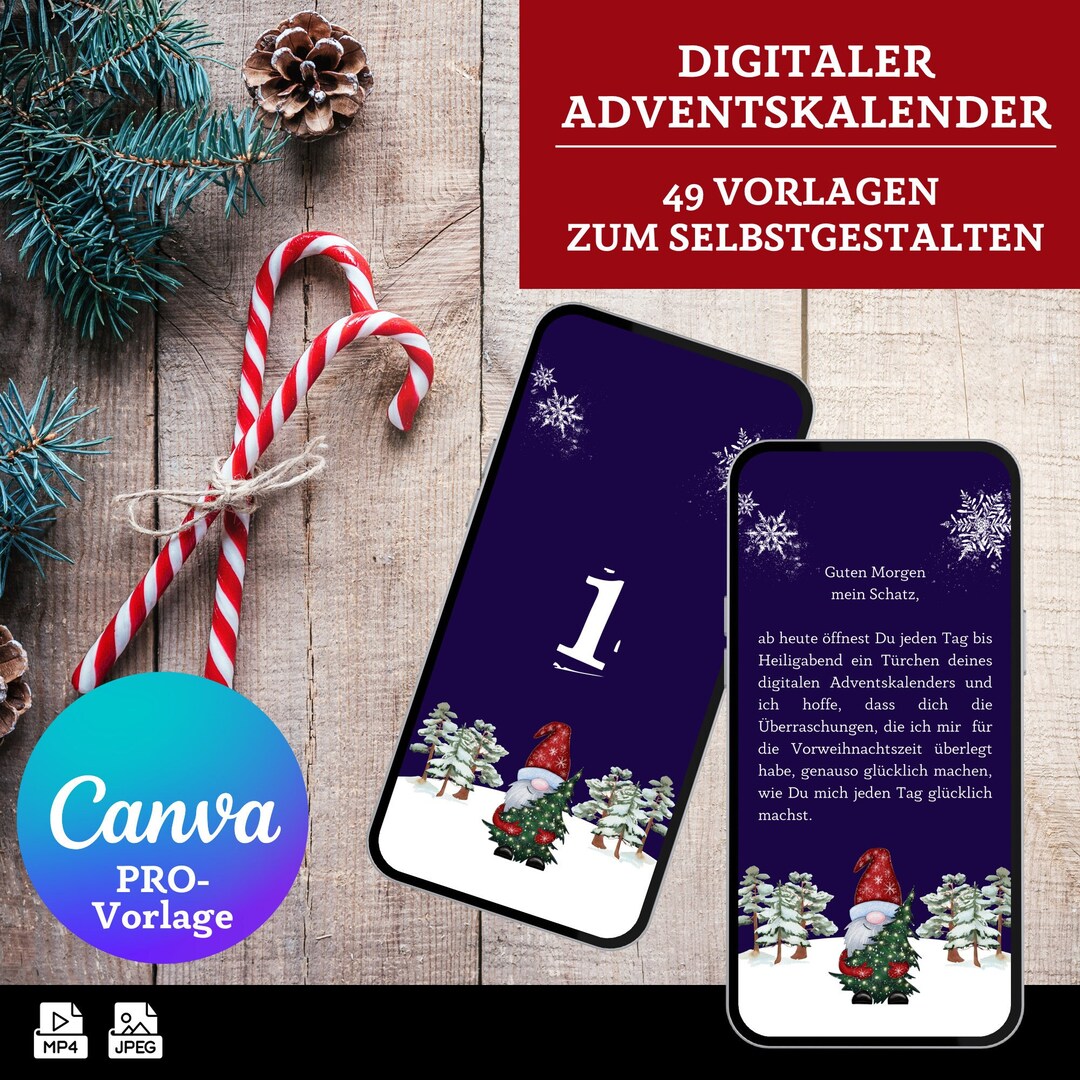 Digital Advent Calendar Canva Pro Template With Content 24 Doors as a ...