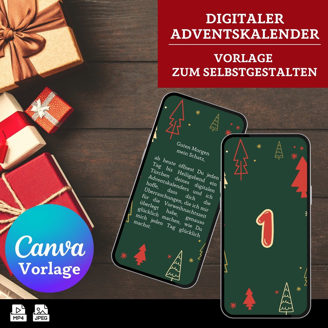Digital Advent Calendar Canva Template With Content 24 Doors as a Video ...
