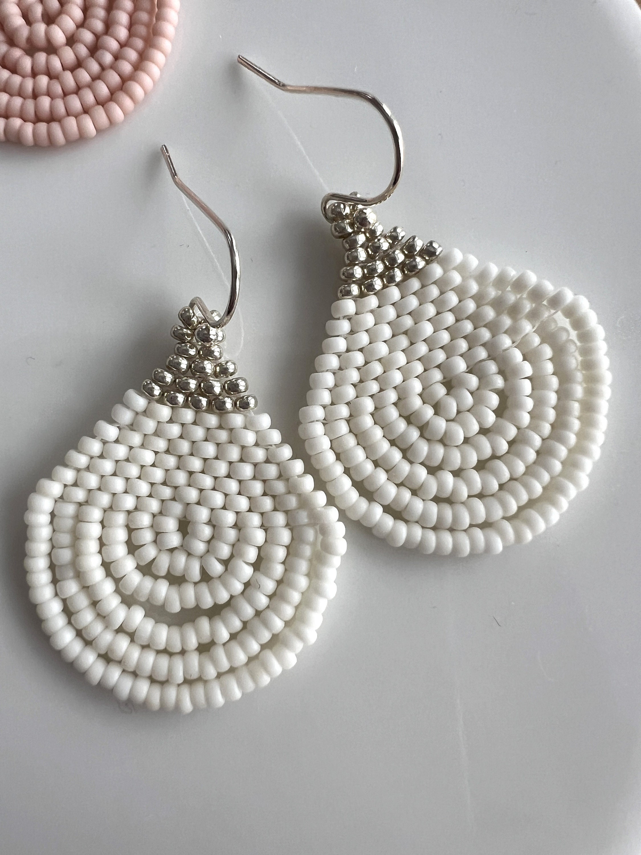 Multiple Colors Avail. - Silver Top Seed Bead Dangle Earrings With ...
